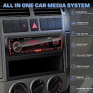 Car Stereo Bluetooth Car Radio - Single Din AM FM Digital Media Receiver - LCD Display USB AUX SD EQ Subwoofer Quick Charge APP Remote Control