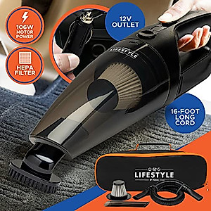 Lifestyle by Focus Car Storage and Vacuum Set - Includes Large Trunk Organizer, On-Seat Organizer, and 12V Portable Car Vacuum