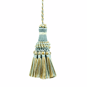DÉCOPRO Noblesse Collection Elegant Hand Crafted 4" (10cm) Key Tassel (NKT) Island Breeze Blue Multicolor #5939 (Silver Blue, Gold, Off White) Individually Sold