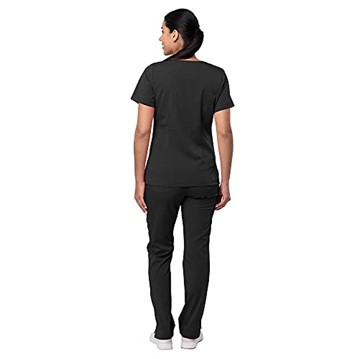 Adar Pro Breakthrough Plus Scrub Set for Women - Enhanced V-Neck Top & Multi Pocket Pants - 4400 - Black - S