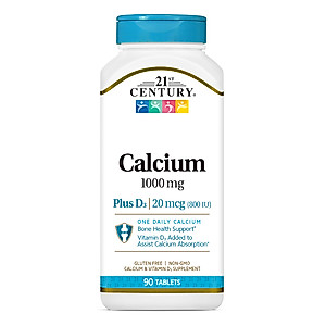 21st Century Calcium Plus D Tablets, 1000 mg, 90 Count