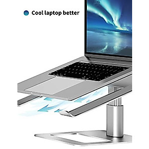 SOUNDANCE Adjustable Laptop Stand for Desk, Computer Stand, Ergonomic Laptop Riser Holder Compatible with 10 to 17.3 Inches Notebook PC Computer, Aluminum Silver