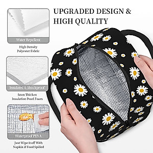 Mokigol Daisy Lunch Box Insulated Reusable Lunch Bag for Women/Men,Adult Thermal Tote Lunch Box, Portable Leakproof Cooler Bags for Work/School/Picnic/Travel/Beach