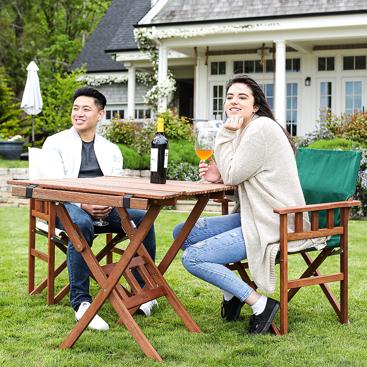 BYER OF MAINE - Pangean Roll Top Folding Wood Table, Hardwood Portable Table for Bistro, Deck, or Camping, Use Indoors or Outdoors