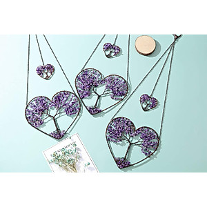 PESOENTH Amethyst Heart Life Tree Dream Catcher Hanging Ornament Bohemian Purple Double Hearts Life Tree Wall Art Window Car Hanging Decorations for Home Bedroom Decor