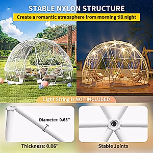 VEVOR Garden Dome 12ft - Geodesic Dome with PVC Cover - Lean to Greenhouse with Door and Windows for Sunbubble, Backyard, Outdoor Winter, Party