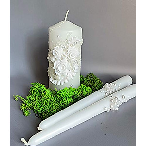 Magik Life Unity Candle Set for Wedding - Wedding Accessories for Reception and Ceremony - Candle Sets - 6 Inch Pillar and 2 10 Inch Tapers - Decorative Pillars White
