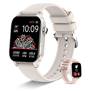 Smart Watch for Women with Bluetooth Call, 1.85 Touch Screen Fitness Tracker with Sleep Monitor Pedometer DIY Dial 20 Sport Modes Smartwatch for Android iOS