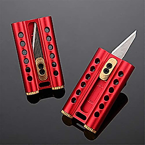 SZHOWORLD Creative Design Aluminium Mini Knife - Portable Pocket Knife, Compact Sharp Box Cutter with Carbon Steel, Closed Length 1.96inch (Red)