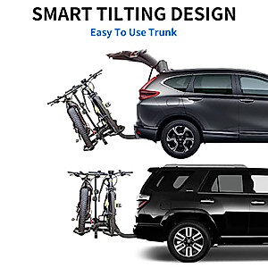 WEIZE Hitch Bike Rack, Wobble Free Smart Tilting Folding Bicycle Car Racks for Standard, Fat Tire and Electric Bike, 2-Bike 160 lbs Capacity, 2-inch Receiver