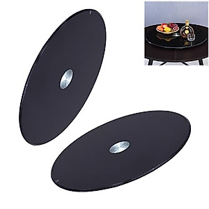 MAGILL 40in Lazy Susan Turntable Black Dining Table Serving Tray for Kitchen，8mm Thick Tempered Glass Rotating Tray，360° Swivel, Large Tabletop Swivel Plate (Color : Black, Size : 80cm/32in)