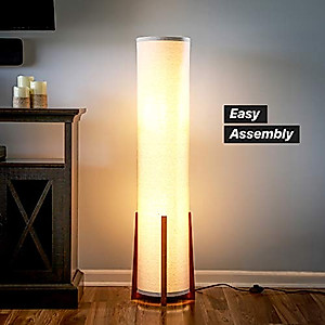 Brightech Parker LED Floor lamp, 48 Inches Tall Lamp with Wood Frame, Asian Design Lamp for Bedroom, Decorative Tower Shade Lamp for Living Rooms & Offices, Great Living Room Décor