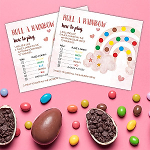 DYIRBIIY 5" x 6" Valentine's Day Party Kids Table Game | Rolling A Rainbow Roll The Dice Game| Valentines Day Dice Game for Kids | 20 Play Cards 20 Colored Dices -TZYX-A05