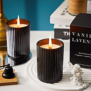 Scented Candles for Home: Lavender Eucalyptus Soy Candle Gifts for Men Women, Fall Aromatherapy Candles Clearance Stress Relief Christmas Black Jar Candle with Cotton Wick 6.4 Oz 36 Hours Long Burning