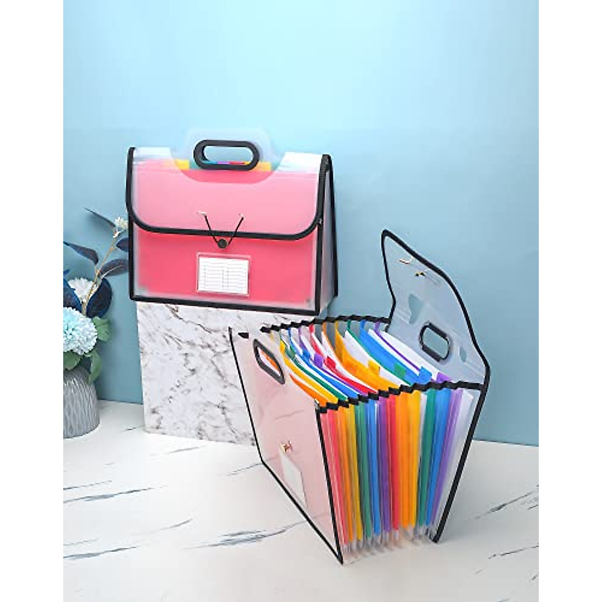 13 Pockets Expanding File Folder with Handle Accordion File Folder Organizer for A4 Letter Size Paper Document Holder Organizer with Expandable Cover (1)