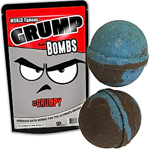 Giant Grump Bath Bombs XL Bath Balls Funny Bathbombs for Men Black and Blue Bath Fizzers Fun Old Man Gags Stocking Stuffers for Dads Grandpa Gags 2 Pack