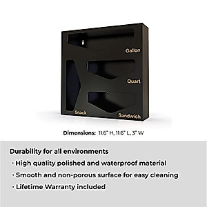 COSTAZUR Ziplock Bag Storage Organizer- Acrylic Black - Bag Organizer for Snack, Sandwich, Quart & Gallon Size - Fits in Kitchen Drawer, Cabinet or Wall Mount with Hardware - Housewarming Gift