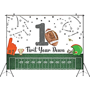 MAYSSKQ Football First Birthday Backdrop It's Game Time First Year Down Photo Background Game On Football Boy Birthday Party Decorations (7x5ft)