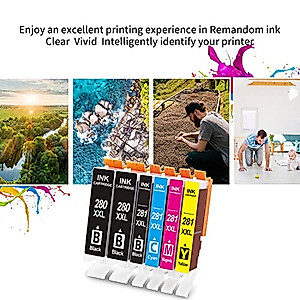 Remandom for PGI-280XXL CLI-281XXL Ink Replacement for Canon Printer Ink 280 281 Combo for Canon Pixma TR8620 TR7520 TR8520 TST6120 TS6220 TS6320 TS9521C Printer (6-Pack)