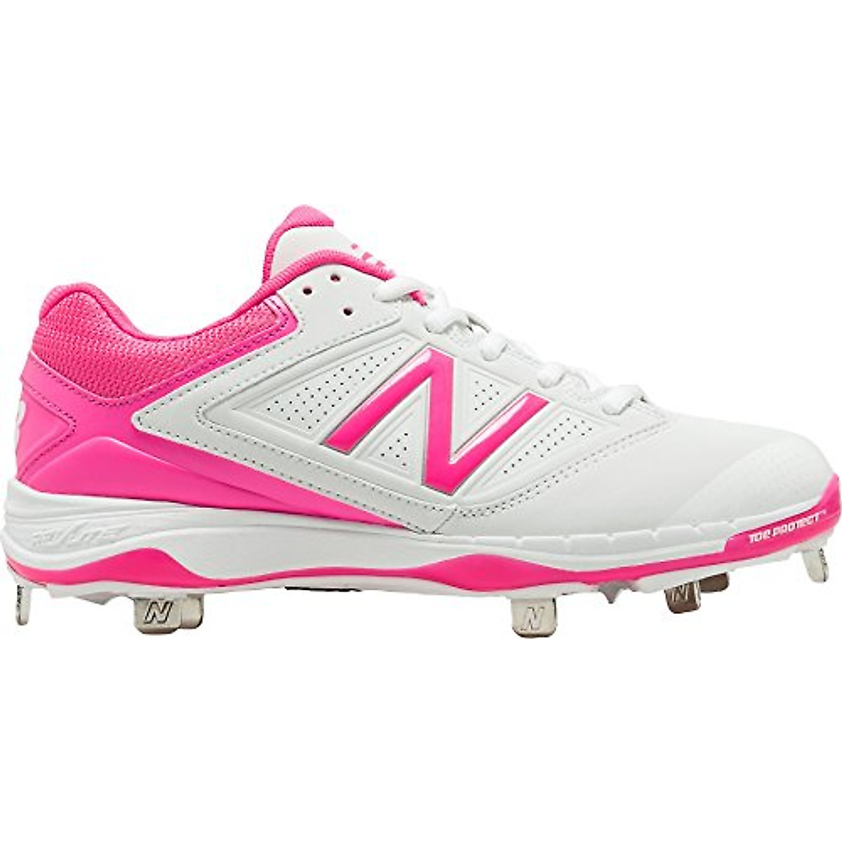 New Balance New Womens Low Cut Pink Ribbon Softball Metal Cleat White/Pink Sz 5M