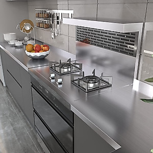 VOLEAAR Glossy Silver Stainless Steel Contact Paper 15.7 x 393.7 Inches Peel and Stick Vinyl Brushed Metal Look Wallpaper for Kitchen Cabinet Countertop Dishwasher Appliances Wrap Fridge Cover