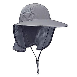 lenikis Unisex Outdoor Activities UV Protecting Sun Hats with Neck Flap Black Grey