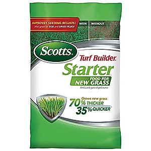 Scotts Turf Builder Starter Food for New Grass, 15 lb. - Lawn Fertilizer for Newly Planted Grass, Also Great for Sod and Grass Plugs - Covers 5,000 sq. ft.