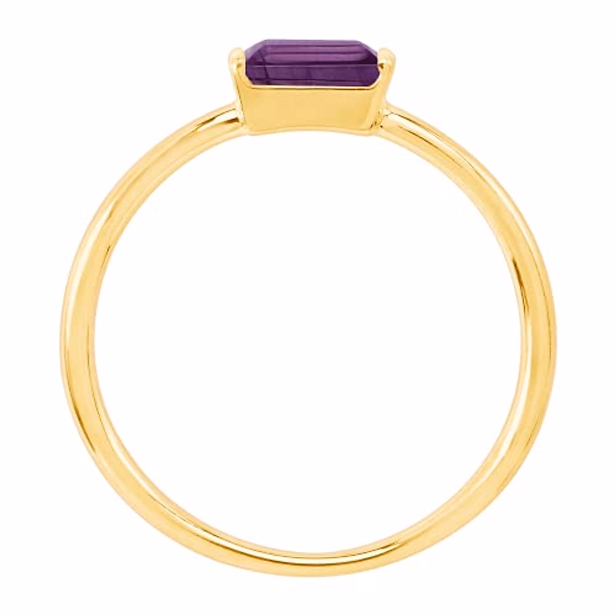 Finecraft Baguette-Cut Natural Amethyst February Birthstone Ring in 1K Gold, Size 8, Size 8