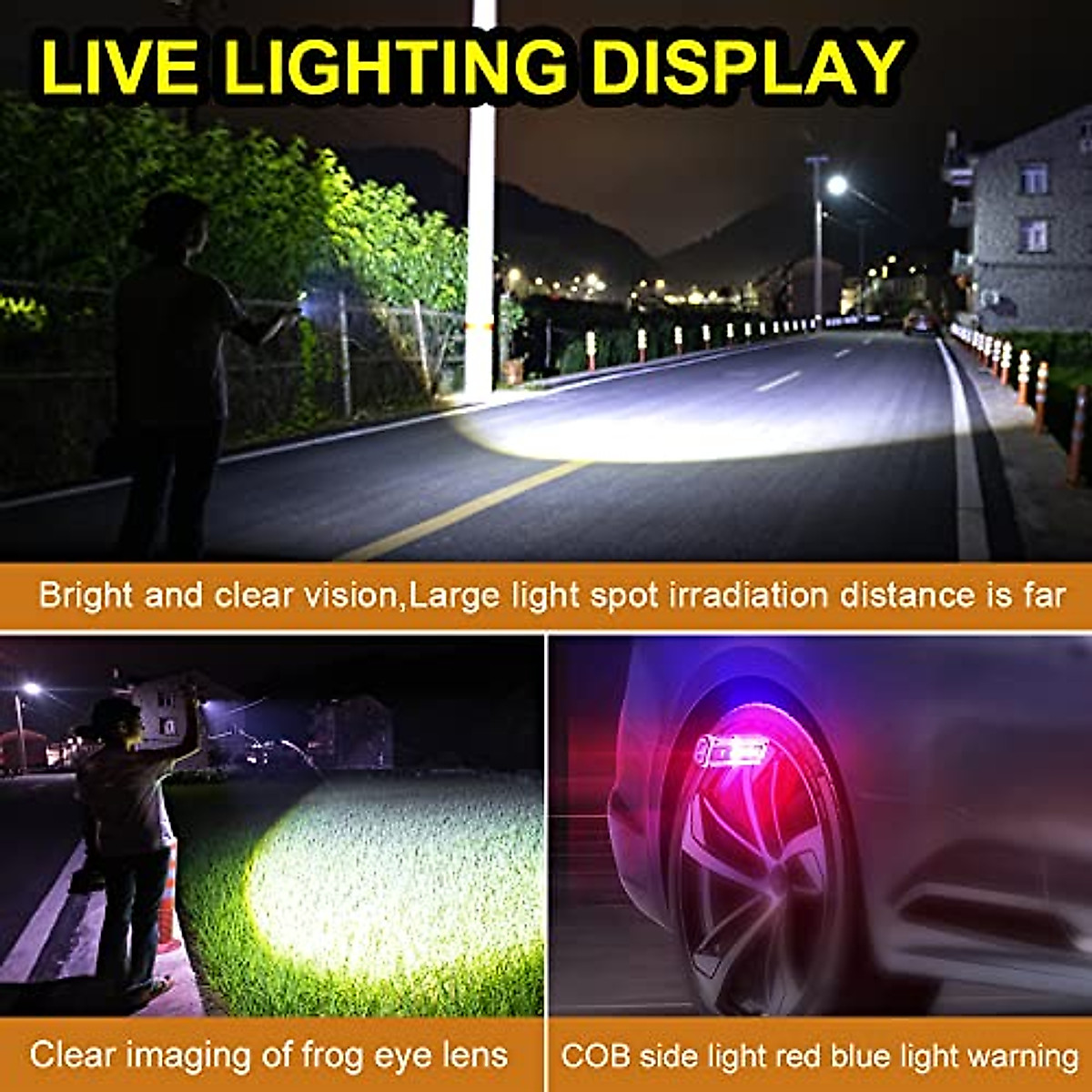 PINSAI Portable Rechargeable LED Work Light, Mini Magnetic Flashlights for Mechanics with COB Sidelight, Small Multi-use Waterproof Super Bright Car Repair Emergency Trouble Light