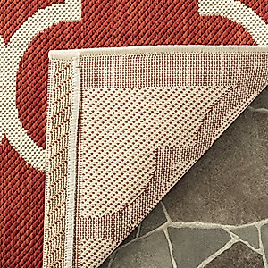 SAFAVIEH Courtyard Collection 6'7' x 9'6' Red/Bone CY6914 Trellis Indoor/ Outdoor Patio Backyard Mudroom Area Rug