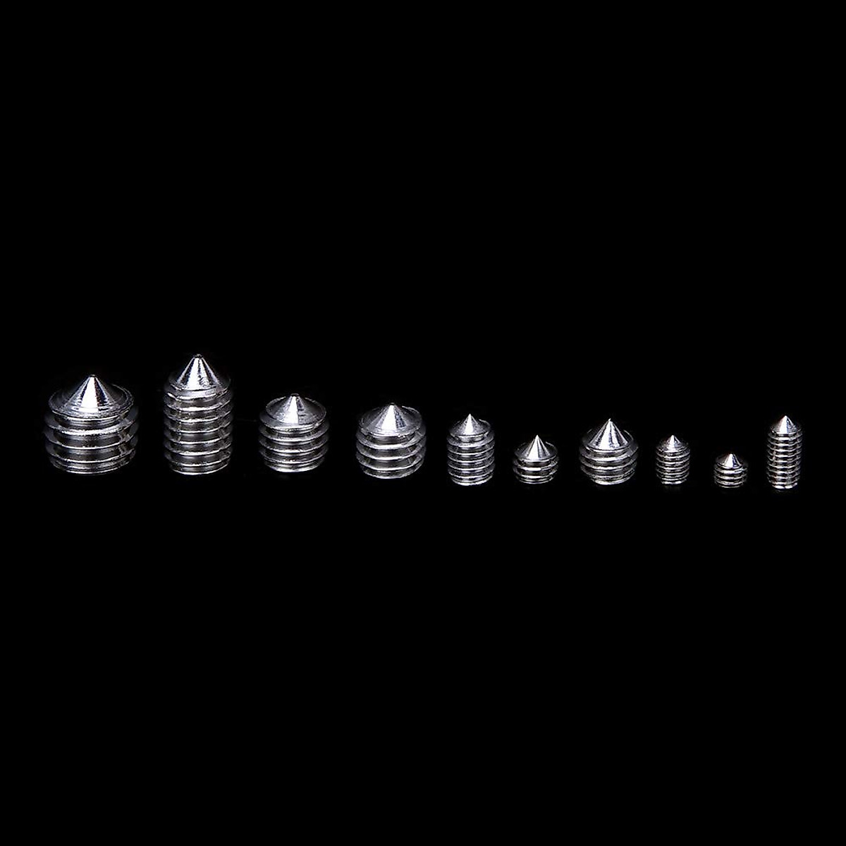 ViaGasaFamido Allen Head Socket Hex Grub Screw Cone Point Set Screw Metric 304 Stainless Steel Set Screws Bolts Assortment Kit M3 M4 M5 M6 M8 with Storage Box