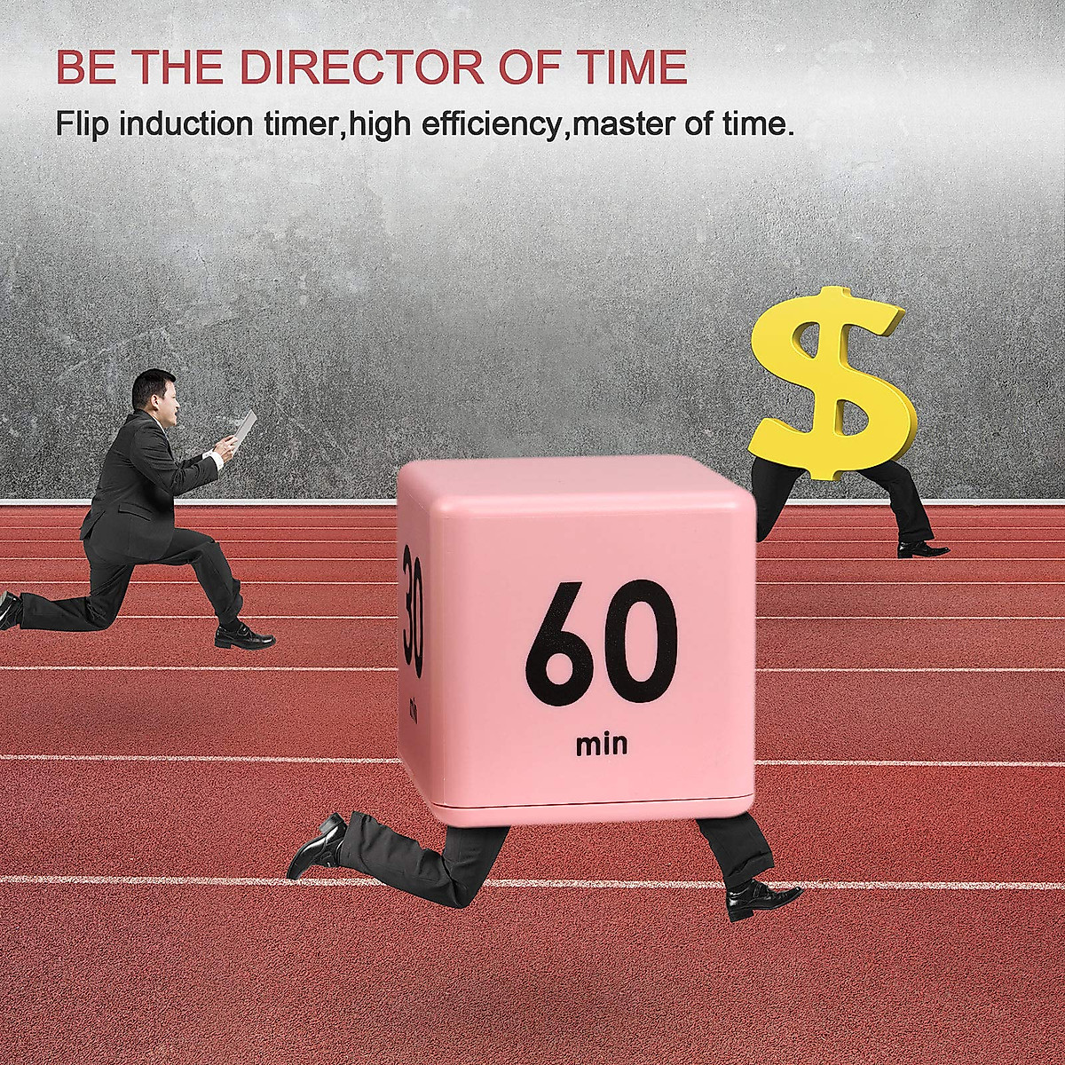Cube Timers Cube Kitchen Timer Gravity Sensor Flip Timer Cube Countdown Timer 2.6 Inch Kids Timer Square Workout Timer Exercise Timer Game Timer 15-20-30-60 Minutes for Time Management (Pink)