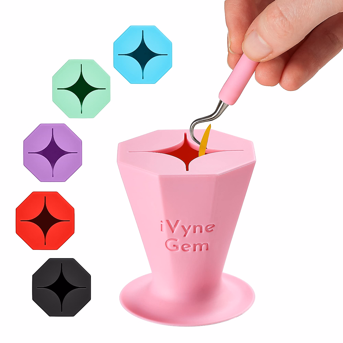 iVyne Gem - Suctioned Vinyl Weeding Scrap Collector and Holder for Weeding Tools for Vinyl (Pink)