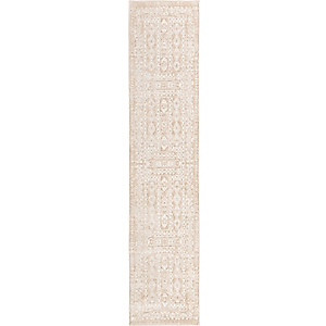 Rugs.com Oxford Collection Rug – 2' 7 x 12' Runner Beige Low Rug Perfect for Hallways, Entryways