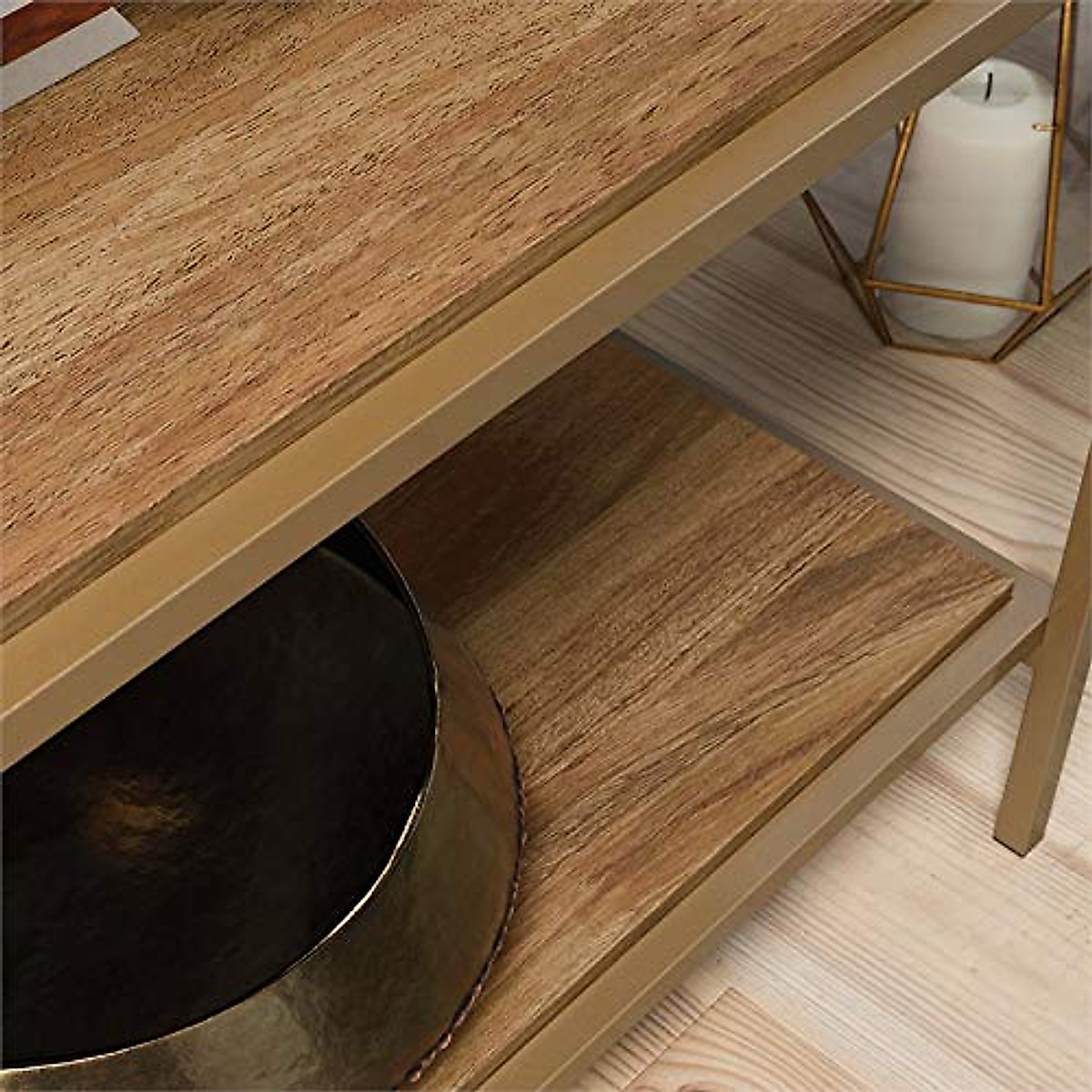 Sauder International Lux Sindoori Mango 5-Shelf Metal Frame Bookcase, Sindoori Mango Finish