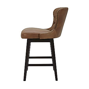 Amazon Brand – Stone & Beam Morgan Faux Leather Memory-Swivel Counter-Height Barstool, 38.2"H, Brown