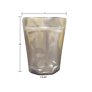 Pleasant Grove Farm 7 Mil Clear Front Mylar Bags Stand Up Gusseted Pouch in Multiple Sizes (50, 1 QUART 7 x 10 inch)