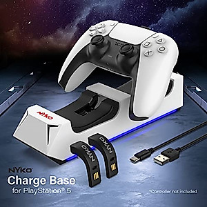 Nyko Dualsense Charging Station for Playstation 5 - Drop and Charge Base for 2 PS5 Controllers w/LED Indicators and Extra USB Port - Playstation 5 DualSense Controller Charge Stand - PS5 Accessories