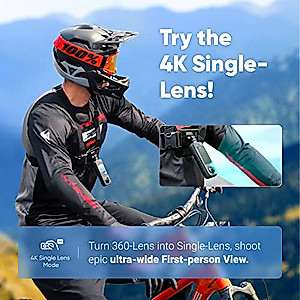 Insta360 X3 - Waterproof 360 Action Camera with 1/2" 48MP Sensors, 5.7K 360 Active HDR Video, 72MP 360 Photo, 4K Single-Lens, 60fps Me Mode, Stabilization, 2.29" Touchscreen, AI Editing, Live Stream