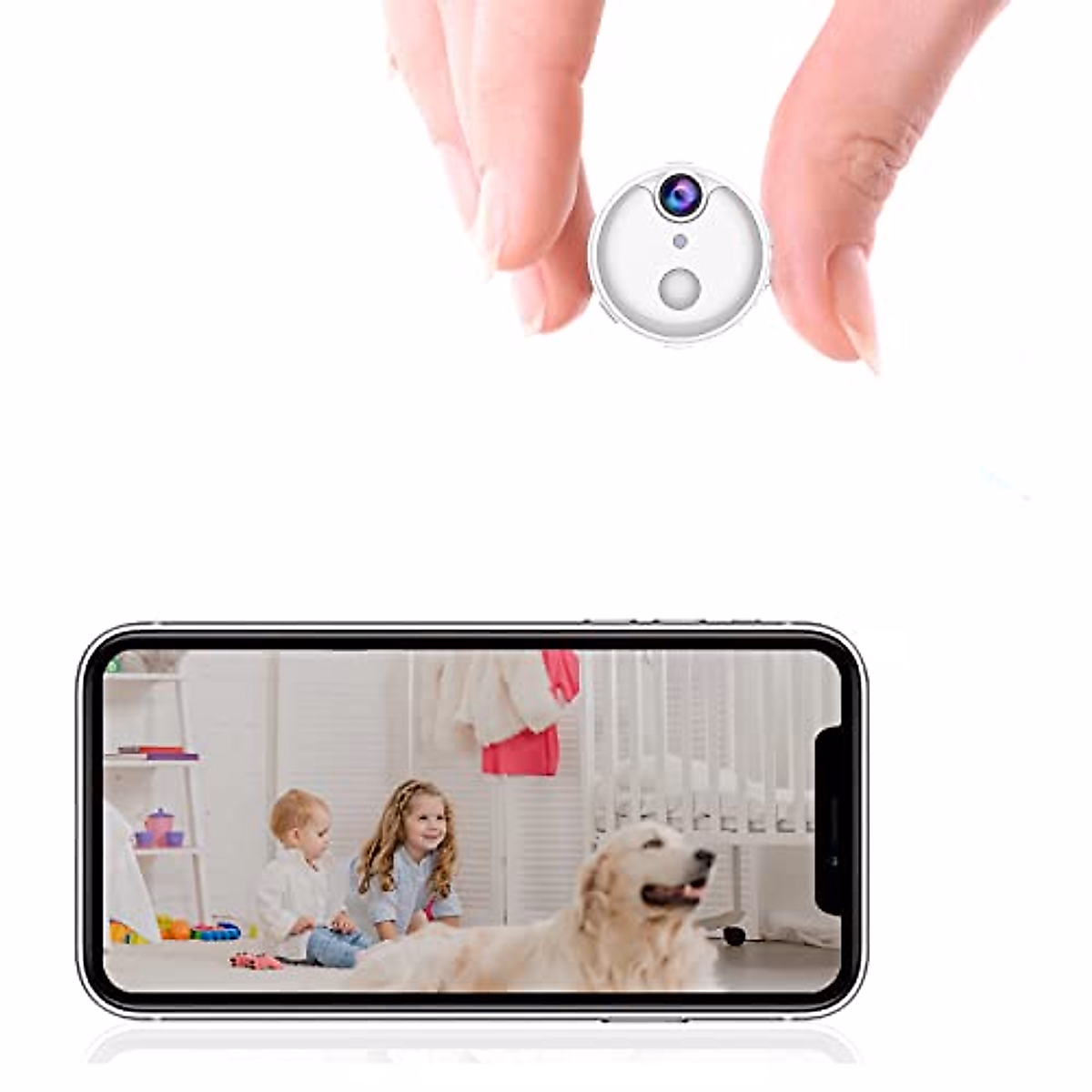 Mini Spy Hidden Camera 4K Indoor Small WiFi Wireless Nanny Cam Home Security Cameras Tiny Office Secret Surveillance Cams with 100 Days Standby Phone APP Human Detection Auto Night Vision (White)