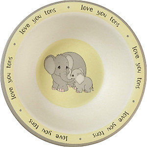 Precious Moments Love You Tons Elephant Bamboo Toddler Mealtime Feeding and Dinnerware Set of 5, 182418