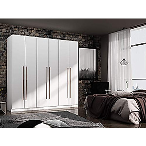 Manhattan Comfort Gramercy Contemporary Modern Freestanding Wardrobe Armoire Closet, 82.48", White
