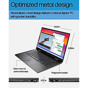 HP ENVY x360 Convertible-Laptop, AMD Ryzen 5 5625U, 8 GB-RAM, 512 GB SSD, 15.6' FHD Touchscreen, Windows 11 Home, HP Fast Charge, Camera-Cover, Mute Button & Fingerprint Reader (15-eu1010nr, 2022)