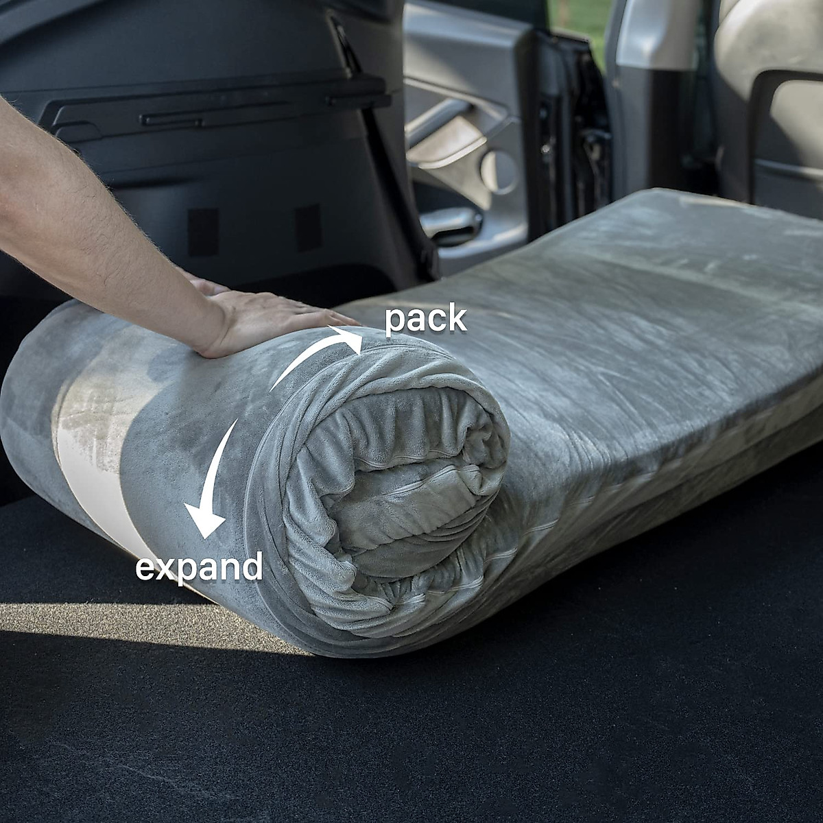 Zenosyne Car Mattress for Tesla Model Y, Car Bed Mattress, Car Camping Mattress, Car Sleeping Pad for Tesla Model Y, CertiPUR Memory Foam with Free Sheet and Pillows