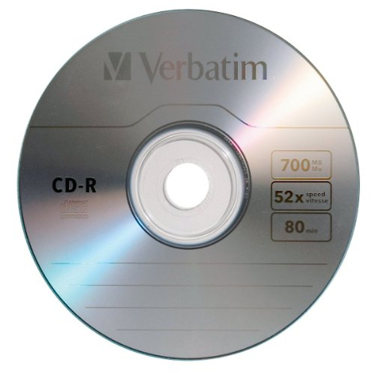 Verbatim CD-R Blank Discs 700MB 80-Minutes 52X Recordable Disc for Data and Music - 10 Pack Slim Cases