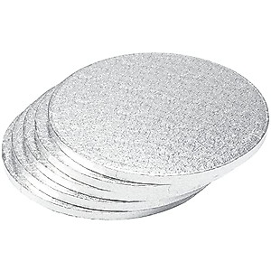DecoPac Round Cake Drum, Pack of 5, 6", Silver