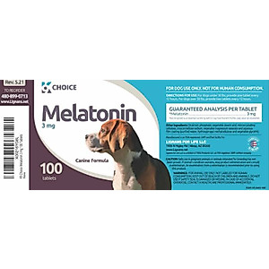 K9 Choice 3 mg Melatonin - 100 Chewable Tablets, Melatonin for Dogs - Natural Immune System Booster