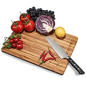 3 Piece Bamboo Cutting Board Set, Serving Vegetables Meat Kitchen Chopping Butcher Block with Deep Juice Grooves