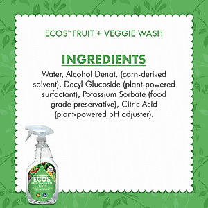 ECOS® Non-Toxic Fruit + Veggie Wash: 22oz Spray Bottle by Earth Friendly Products (Pack of 2)