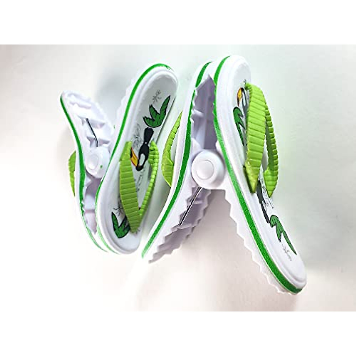 2 X White Toucan Flopes Style Beach Towel Clips Jumbo Size for Beach Chair, Cruise Beach Patio, Pool Accessories for Chairs, Household Clip, Baby Stroller. by C&H Solutions